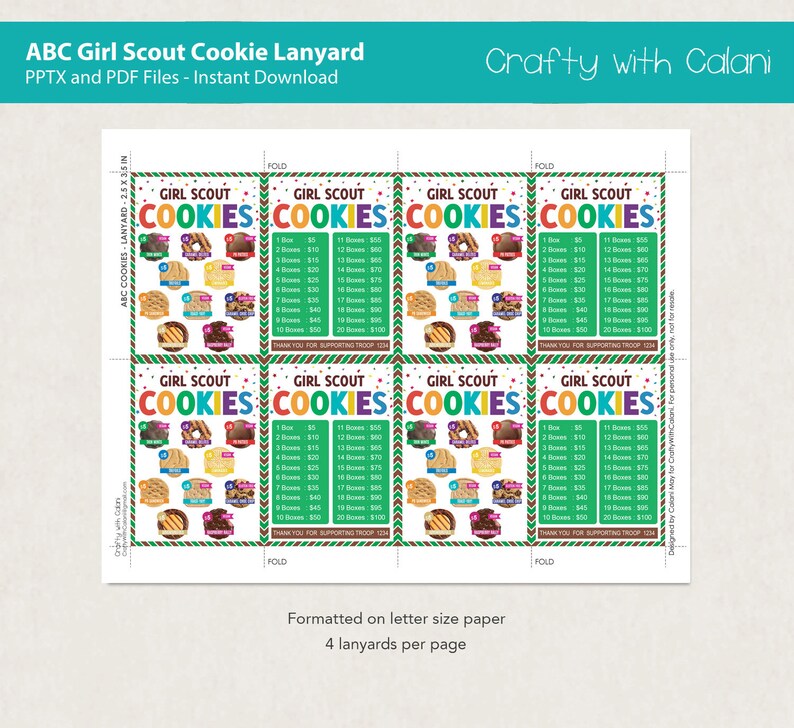 Girl Scout Cookie 2023 Lanyard ABC Cookie Lanyard ABC Cookie - Etsy