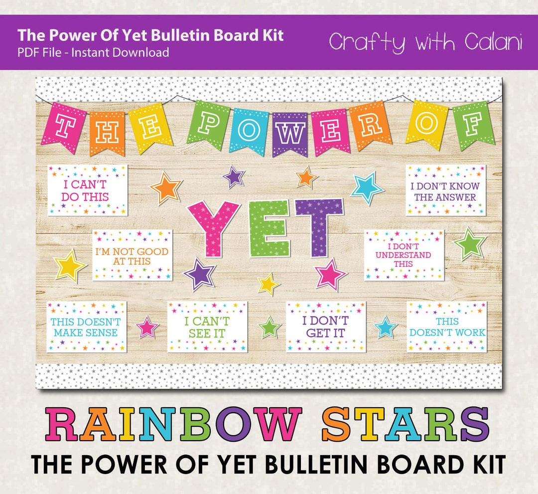 The Power of yet Bulletin Board Kit, Rainbow Star Classroom Display ...