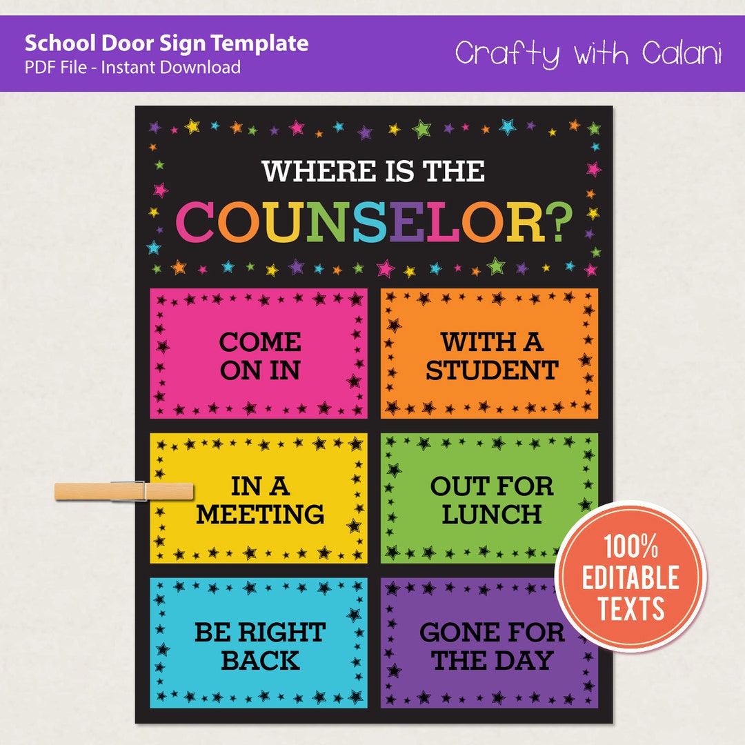 School Door Sign Template, Personalized Name Sign, Where is the ...