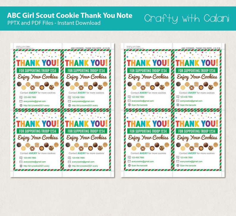 Girl Scout Cookie Thank You Tag ABC Cookie Thank You Note - Etsy