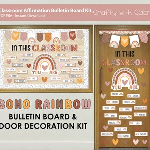 Positive Affirmation Bulletin Board Kit, Classroom Door Decor, Boho ...