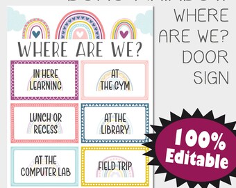 Classroom Door Sign Boho Rainbow Classroom Where Are We Door - Etsy