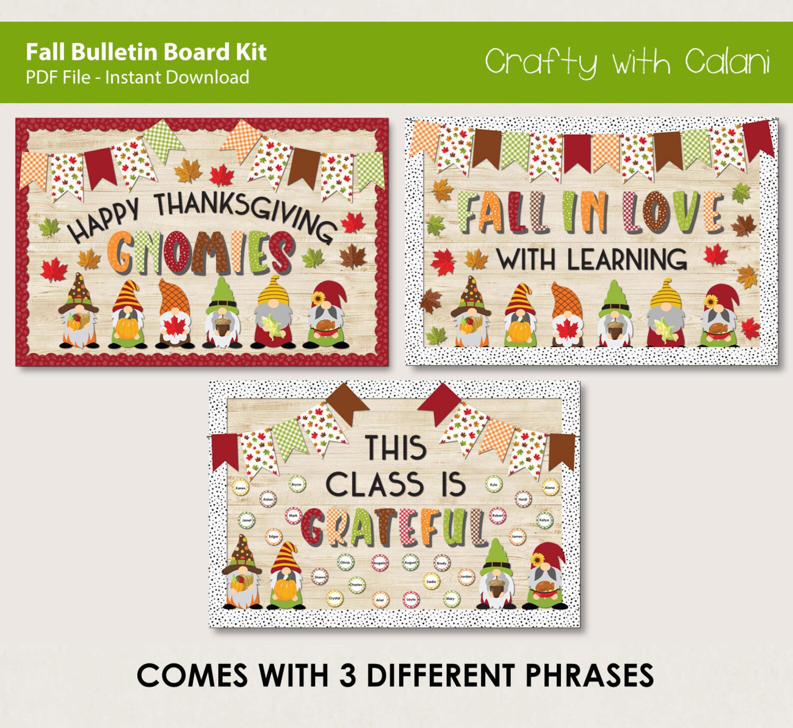 Thanksgiving Bulletin Board Kit Gnome Bulletin Board Fall - Etsy