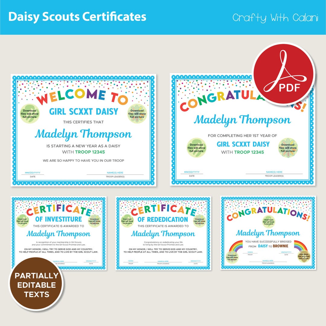 Scout Certificate, Daisy Investiture, Scout Rededication, Daisy ...