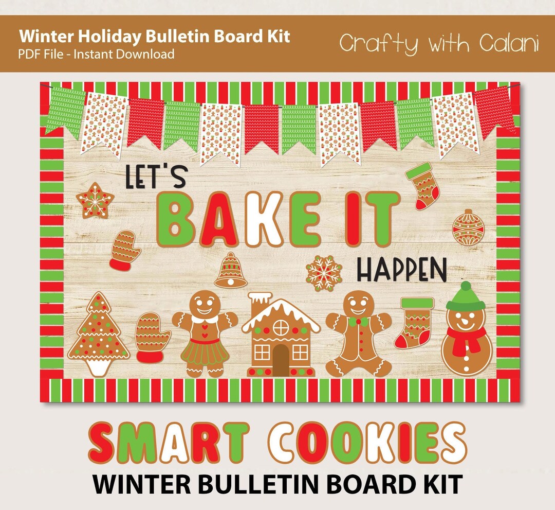 Christmas Bulletin Board Kit, Winter Classroom Door Decor, Gingerbread ...