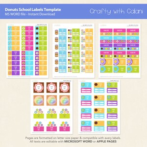 School Name Label, Donuts School Label Template, Donuts Name Label ...