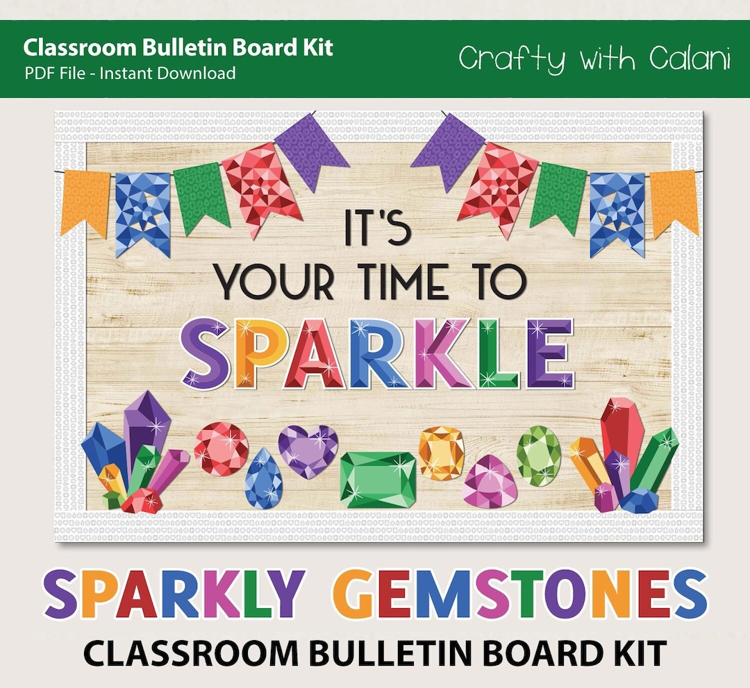 Classroom Bulletin Board Kit, New Year Bulletin Board, Gemstones ...