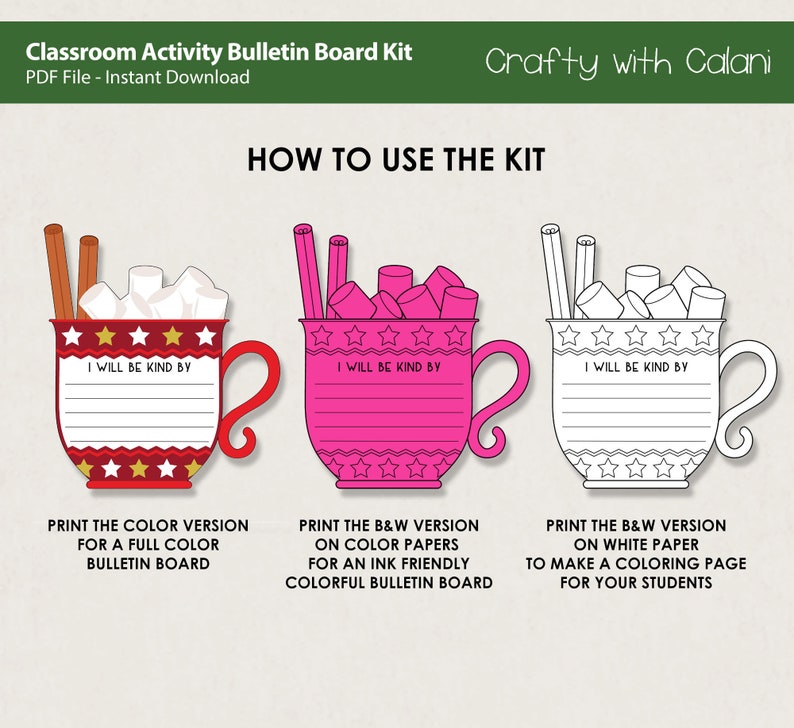 Christmas Bulletin Board Kit A Cup of Kindness Board - Etsy