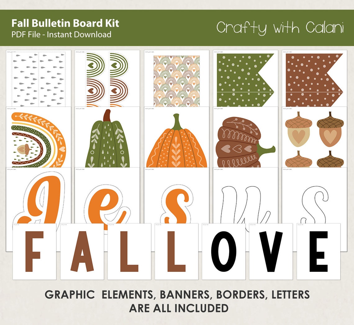Thanksgiving Bulletin Board Kit Rainbow Bulletin Board Fall - Etsy
