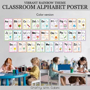 Alphabet Poster Classroom Decoration, Cursive Alphabet Poster, ASL ...