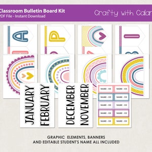 Boho Rainbow Bulletin Board Kit Rainbow Classroom Birthday - Etsy