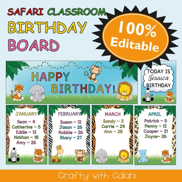Jungle Theme Birthday Chart - Etsy