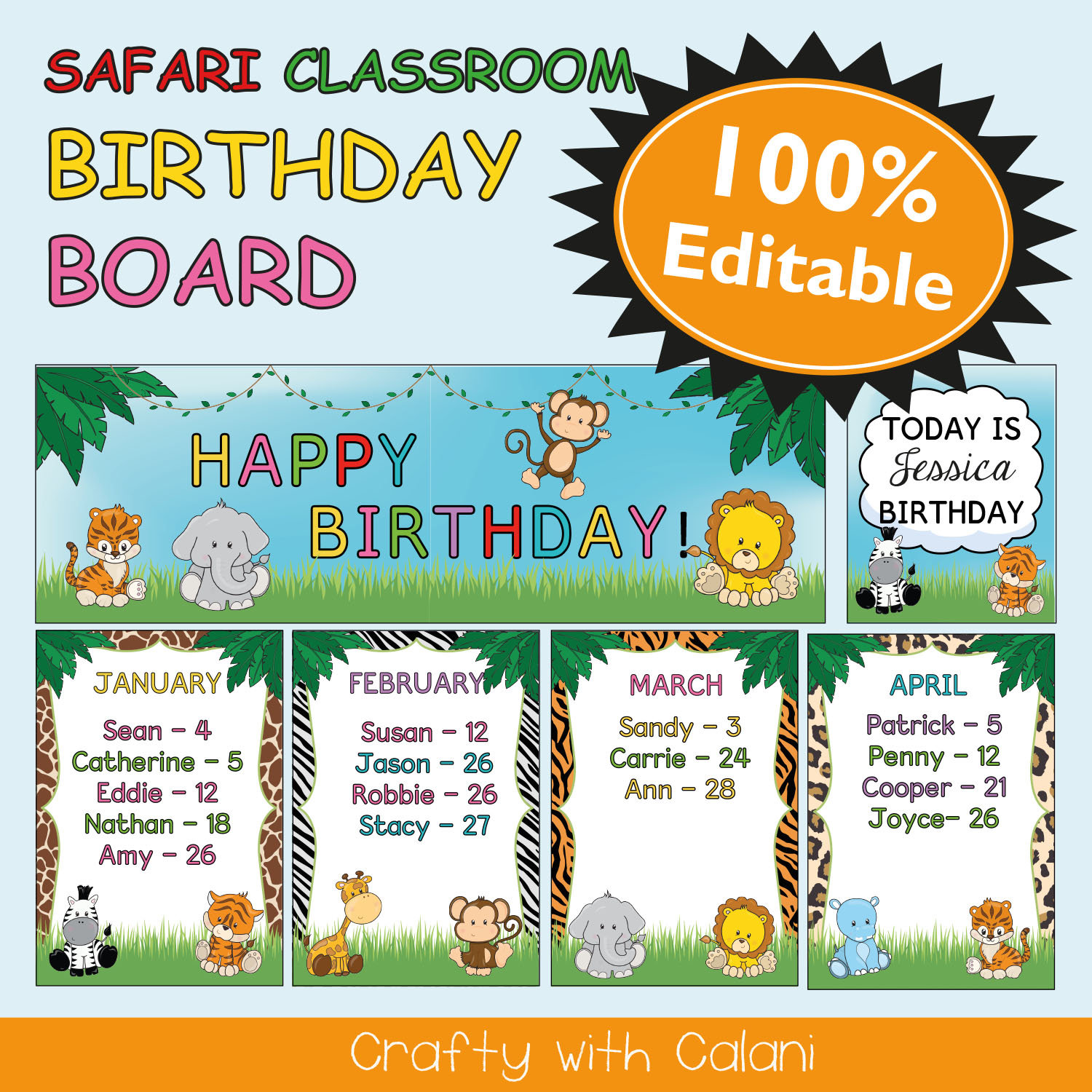 Jungle Themed Classroom Birthday Chart