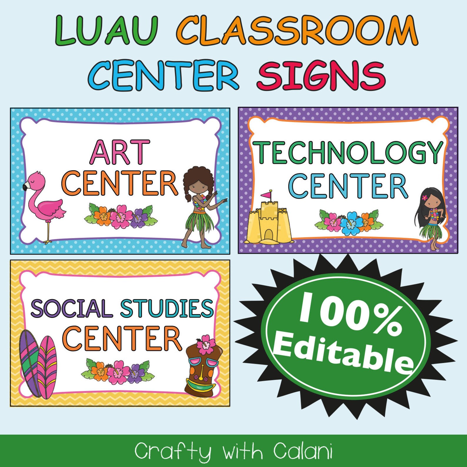 Classroom Center Sign Luau Classroom Decor Classroom Center - Etsy