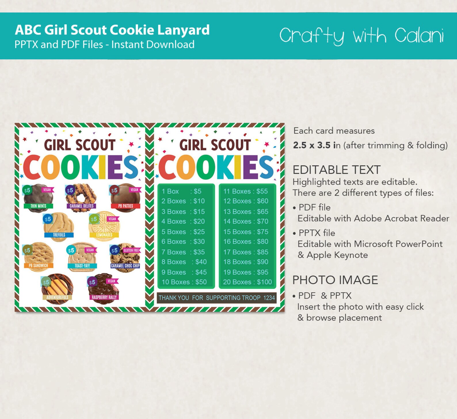 Girl Scout Cookie 2023 Lanyard ABC Cookie Lanyard ABC Cookie - Etsy