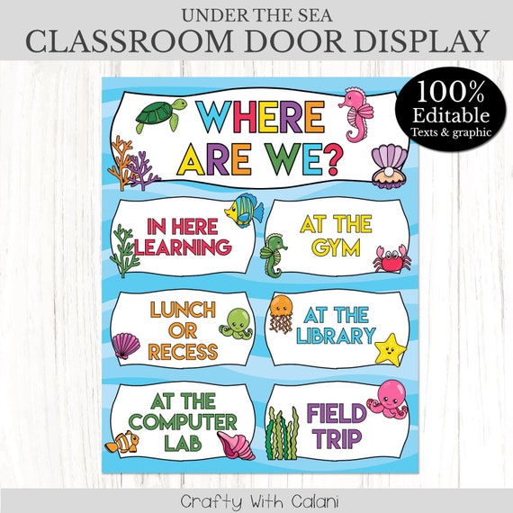 Ocean Themed Classroom Door