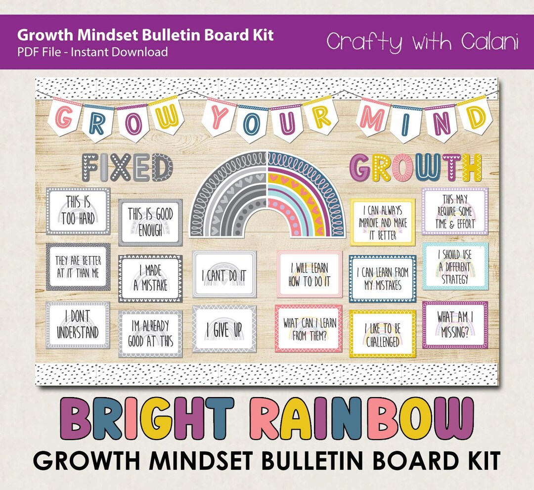 Growth Mindset Bulletin Board, Bright Rainbow Classroom Display, Change ...