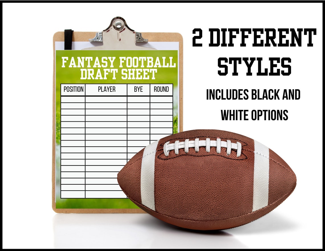 Fantasy Football Draft Sheet Printable - Etsy
