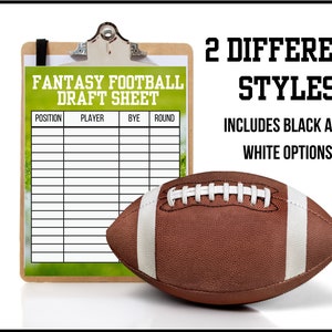 Fantasy Football Draft Sheet Printable - Etsy