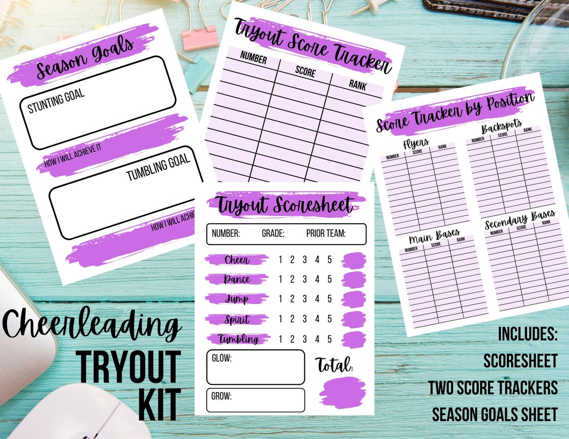 Cheerleading Tryout Paperwork Bundle for Coaches - Purple - Etsy