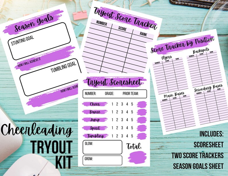 Cheerleading Tryout Paperwork Bundle for Coaches Purple - Etsy