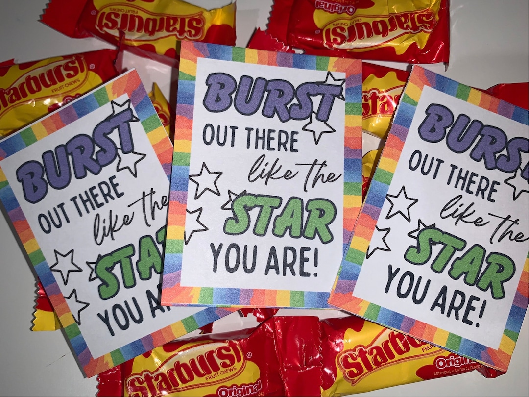 Starburst Cheerleader Gift Tag - Candy Goody Bag - Candy Gram - Etsy