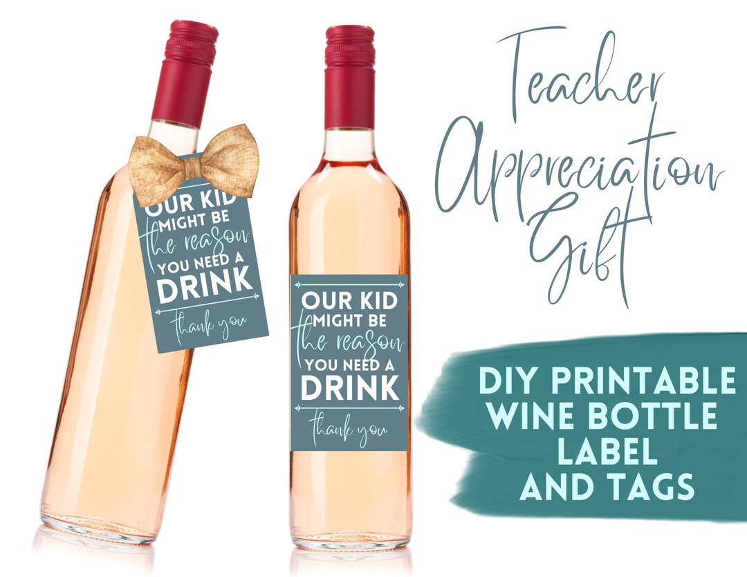 Teacher Wine Bottle Thank You Labels - Etsy