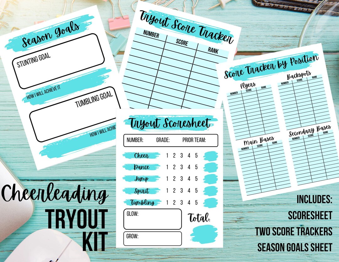 Cheerleading Tryout Paperwork Bundle for Coaches - Teal - Etsy