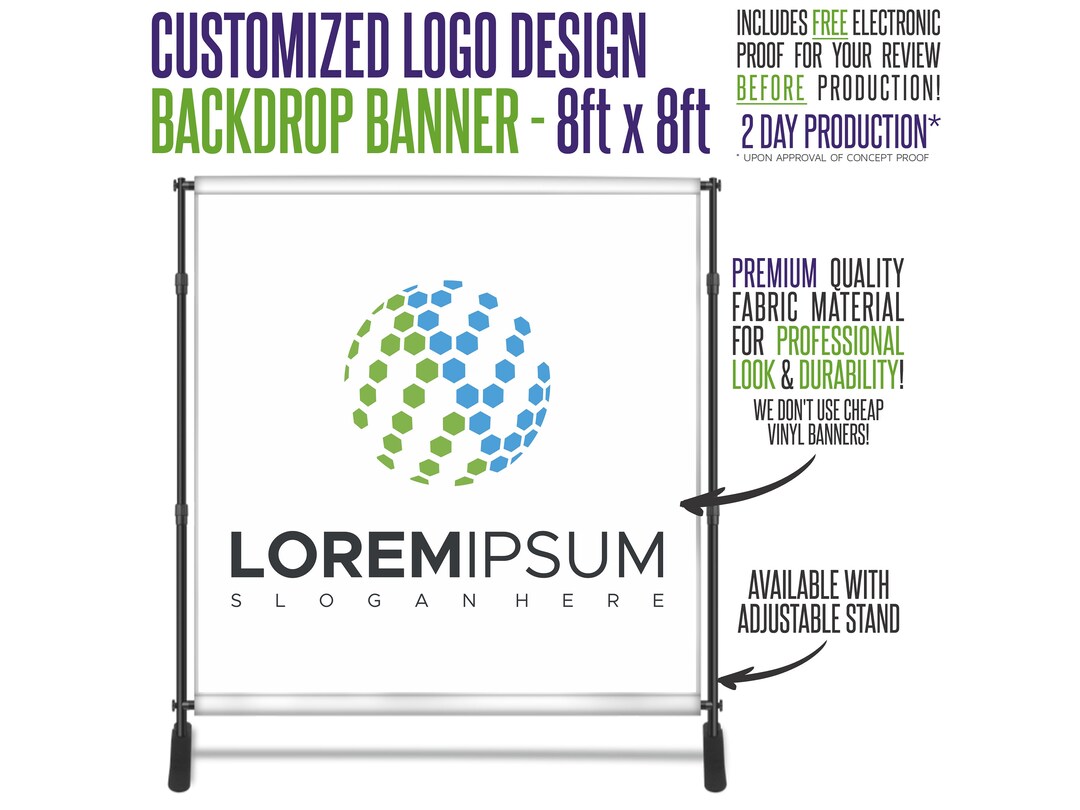 Full Color Custom Logo Banner With Optional Stand -8ft X 8ft - Etsy