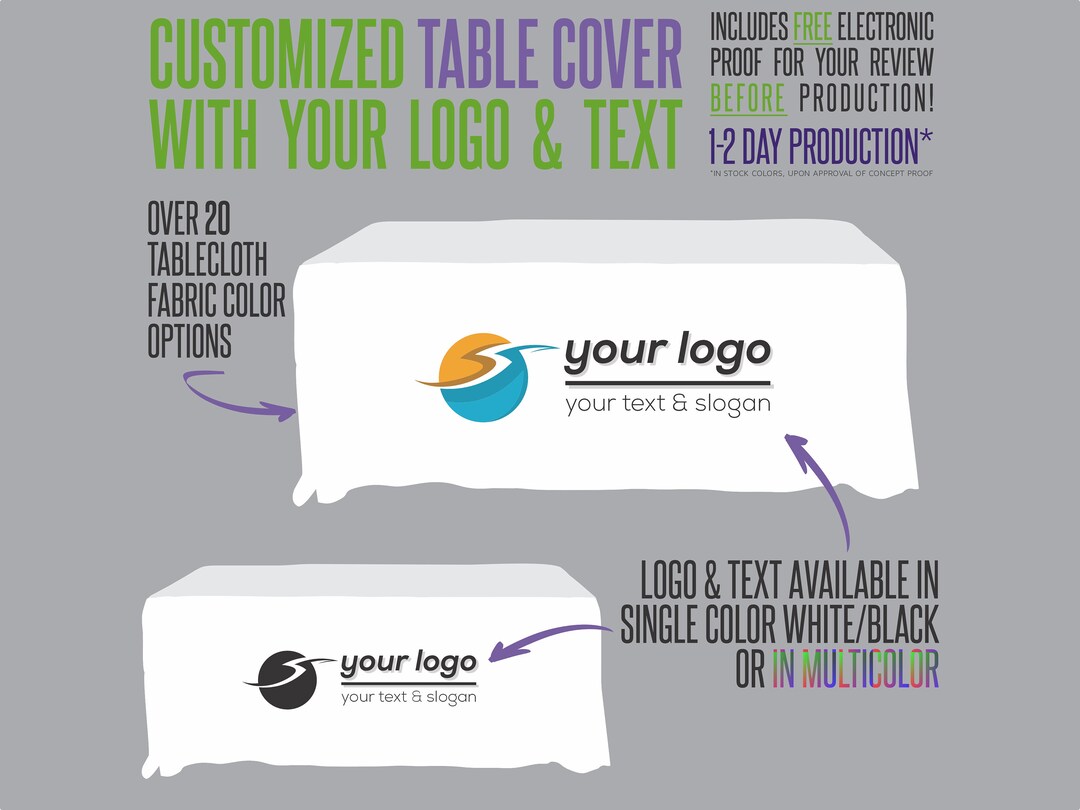 Your Logo Custom Table Cover With Logo and Fabric Color Options - Etsy