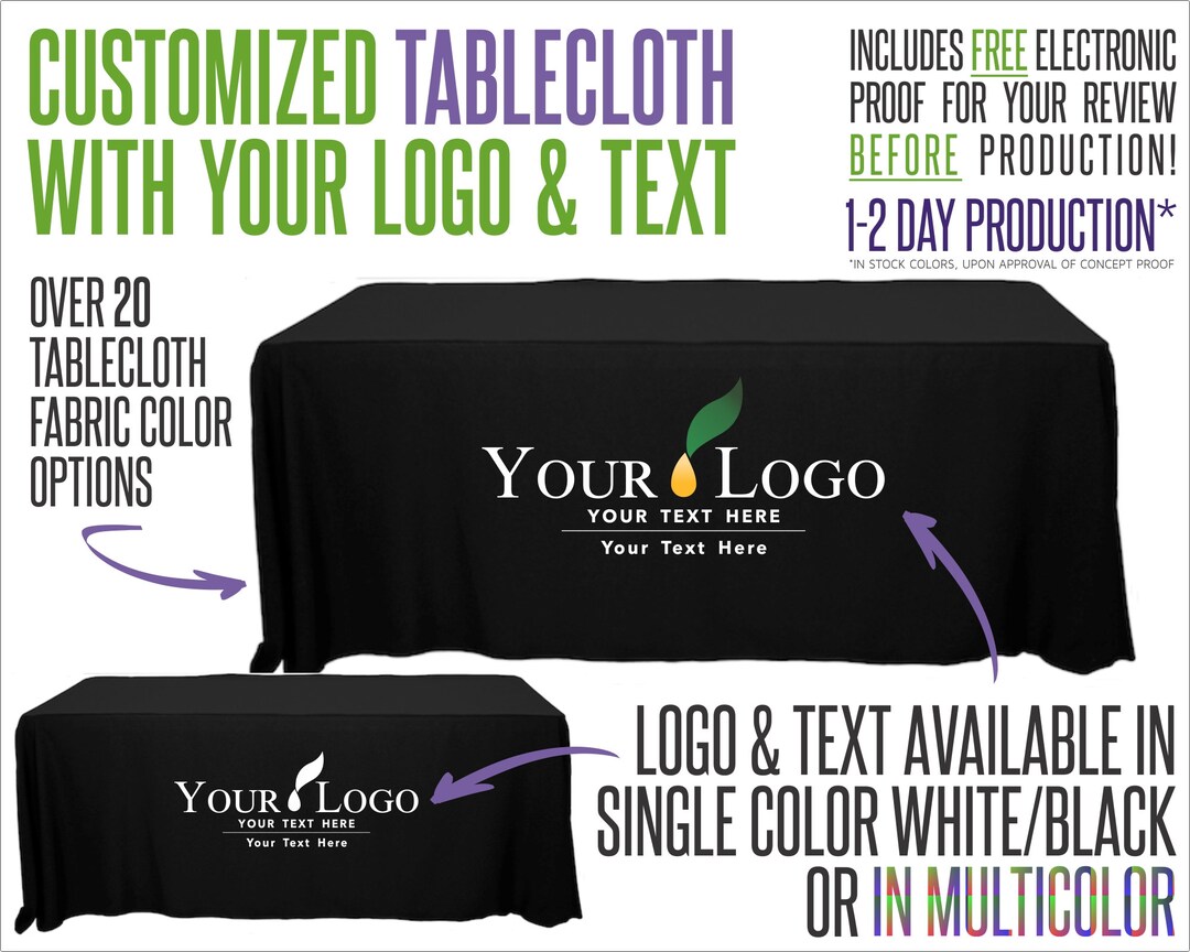 Your Logo Tablecloth With Logo and Fabric Color Options - Etsy