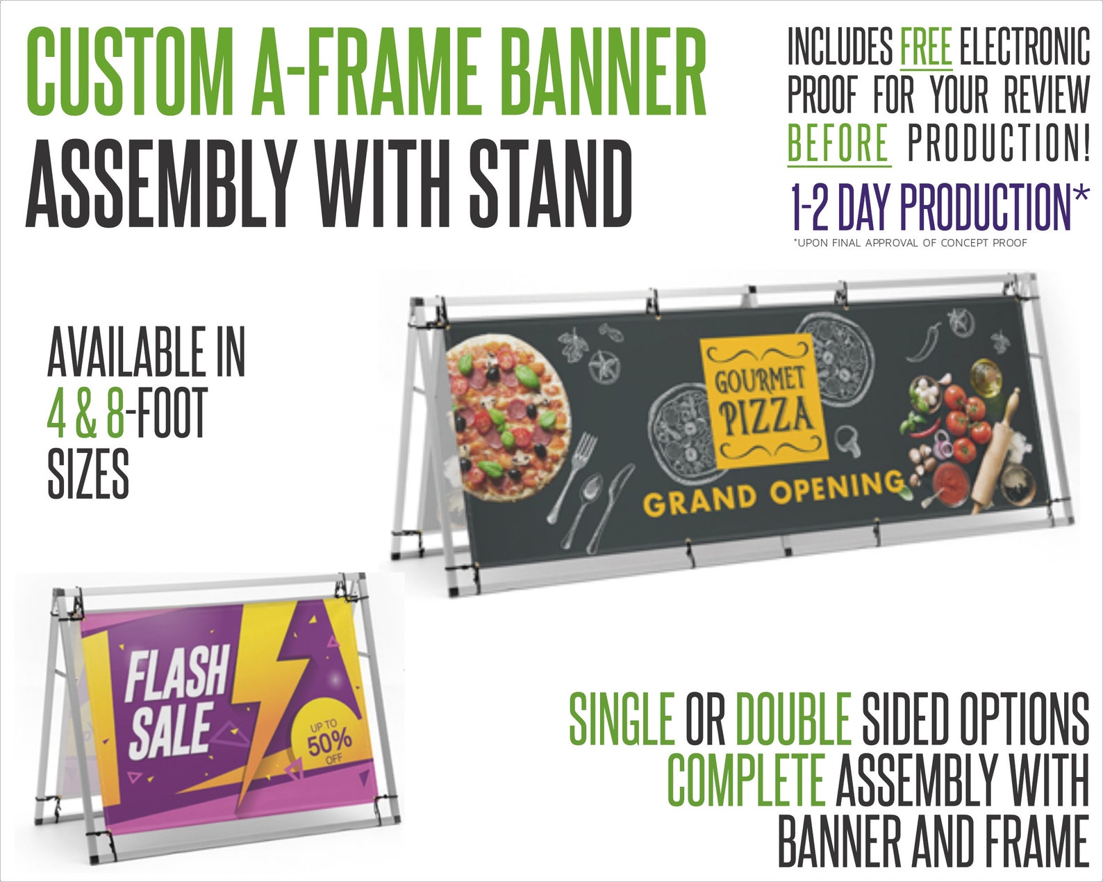 Custom A-frame Banner Includes Stand Full Color Graphics - Etsy
