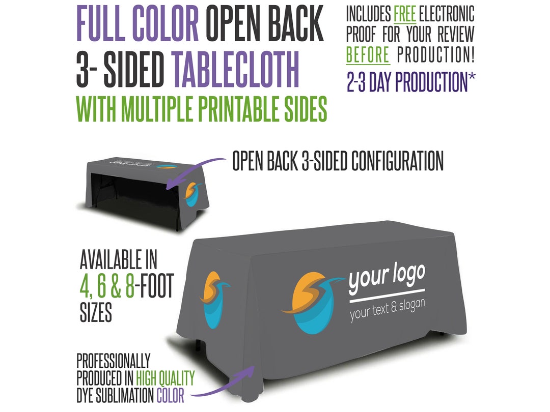 Custom Premium Open Back 3-sided Tablecloth With Multiple Printable ...
