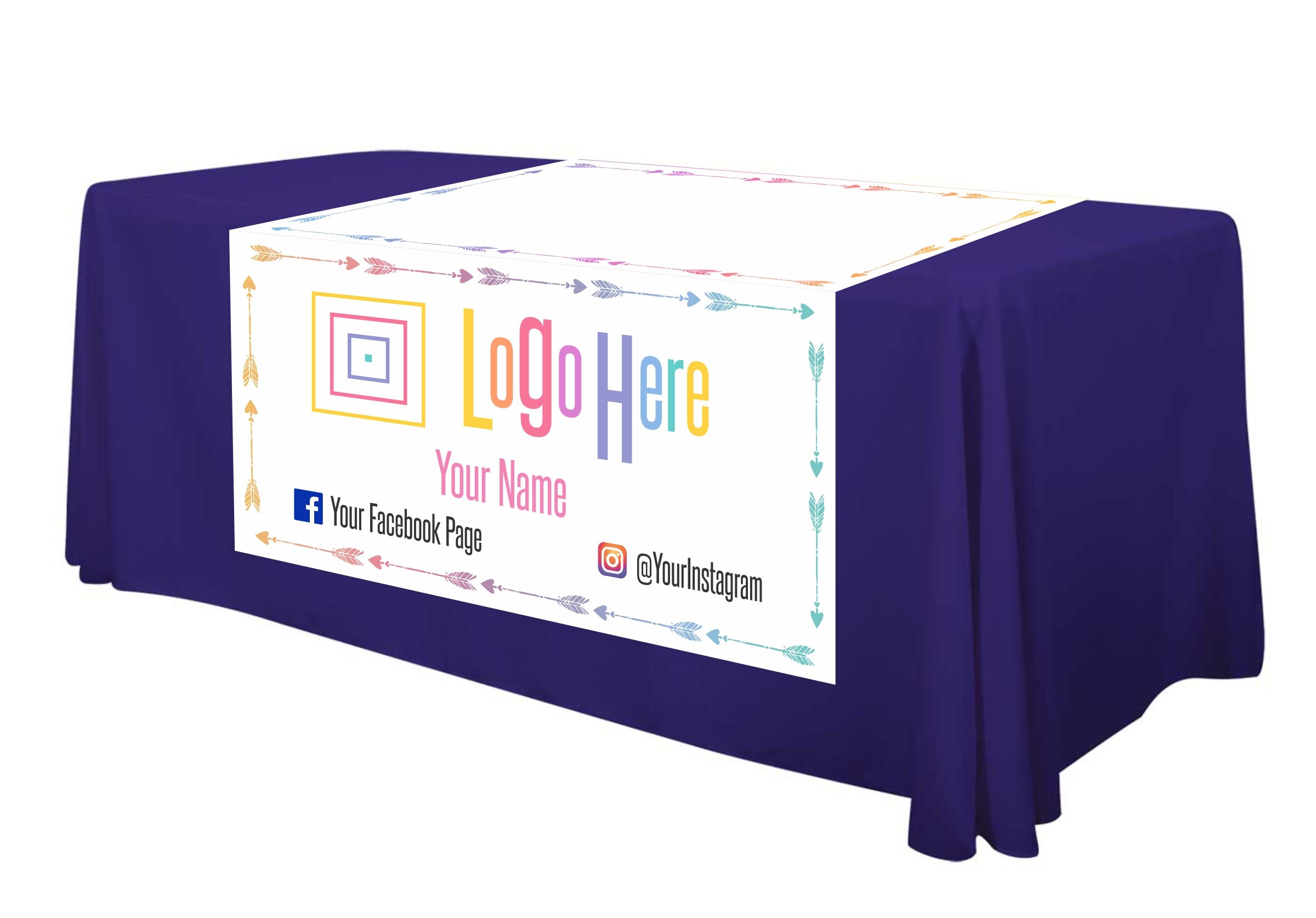Full Color Table Runner With Your Logo in a Arrow Style Border- 48" X ...