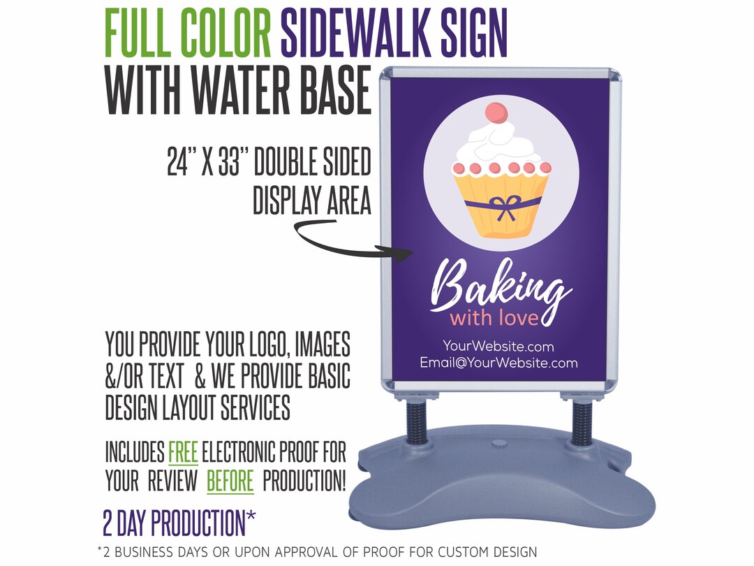 Custom Sidewalk Sign Including Full Color Graphics With Water Weighted ...