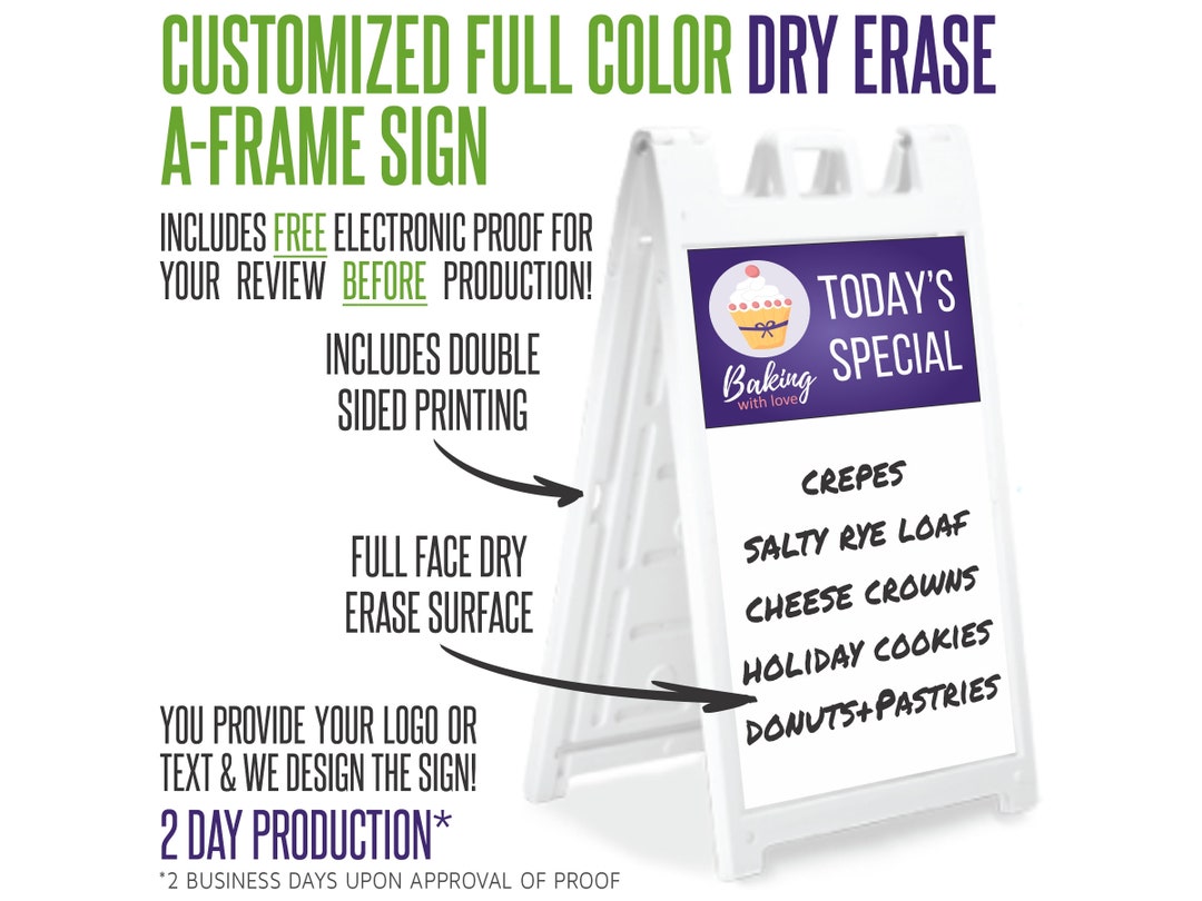 Custom A-frame Sign With Dry Erase Surface and Full Color Graphics - Etsy