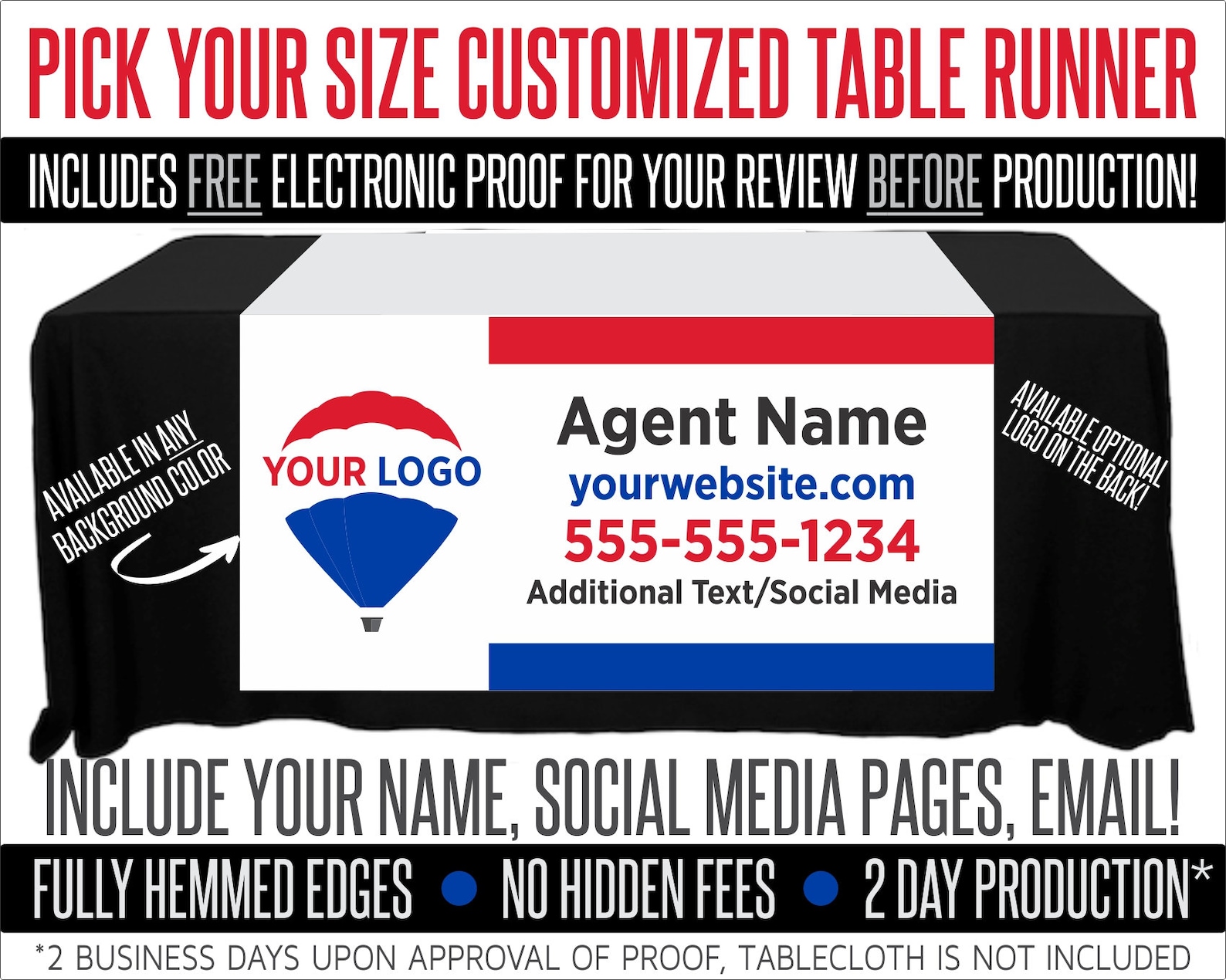 Real Estate Pick-a-size Custom Full Color Table Runner - Etsy