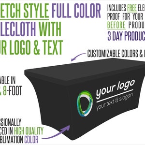 Premium Full Color Stretch Style Tablecloth With Logo and - Etsy