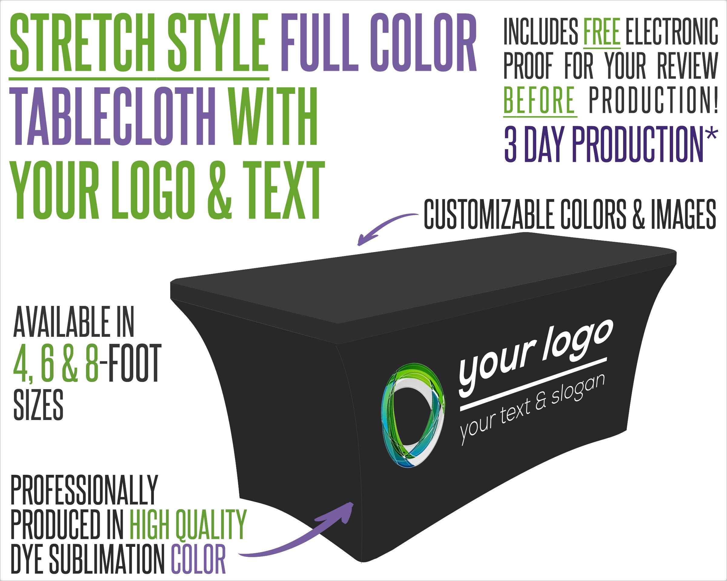 Premium Full Color Stretch Style Tablecloth With Logo and - Etsy