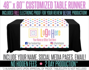 30 X 80 Full Color Table Runner With Your Logo in | Etsy