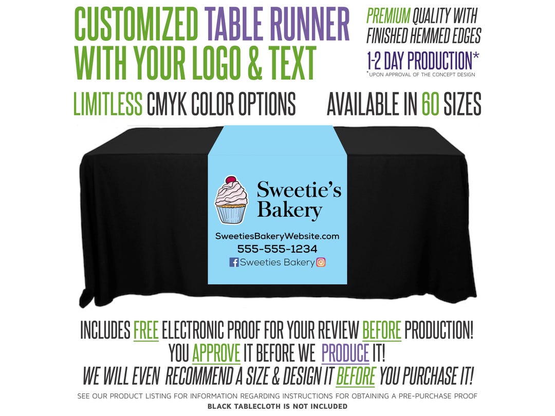 Custom Full Color Table Runner With Free Proof & 60 Size Options ...
