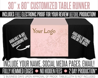30 X 80 Full Color Table Runner With Your Logo | Etsy