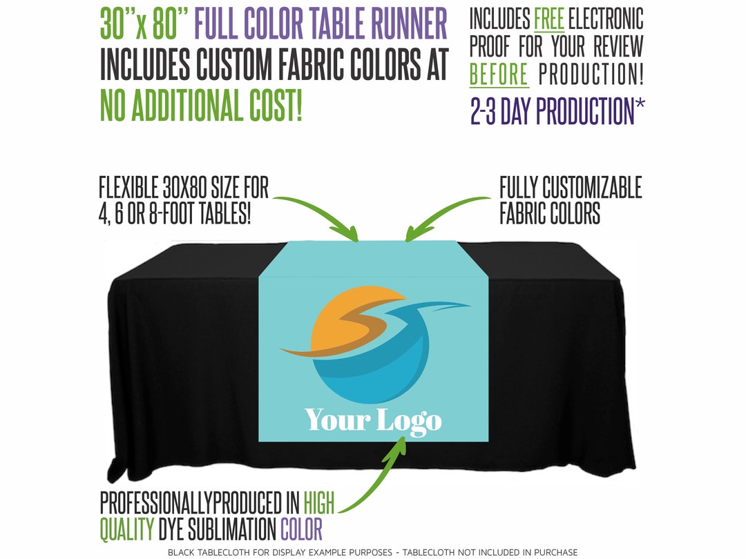 30" X 80" Full Color Table Runner Including Your Logo - Available in ...
