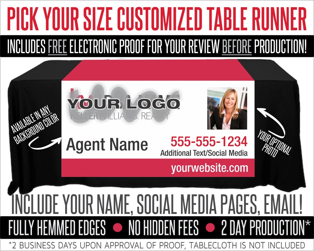 Real Estate Pick-a-size Custom Full Color Table Runner - Etsy