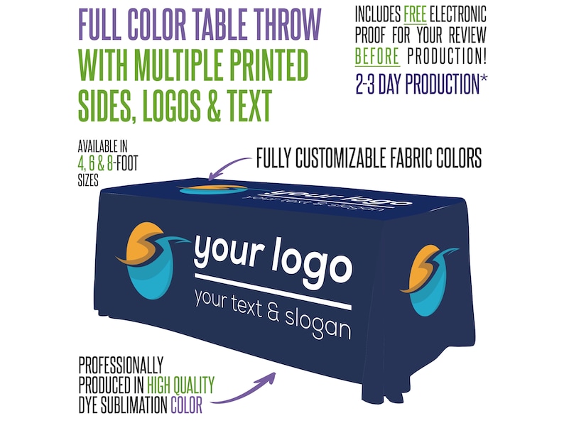 Custom Premium Table Throw With Multiple Printable Sides Including Your ...