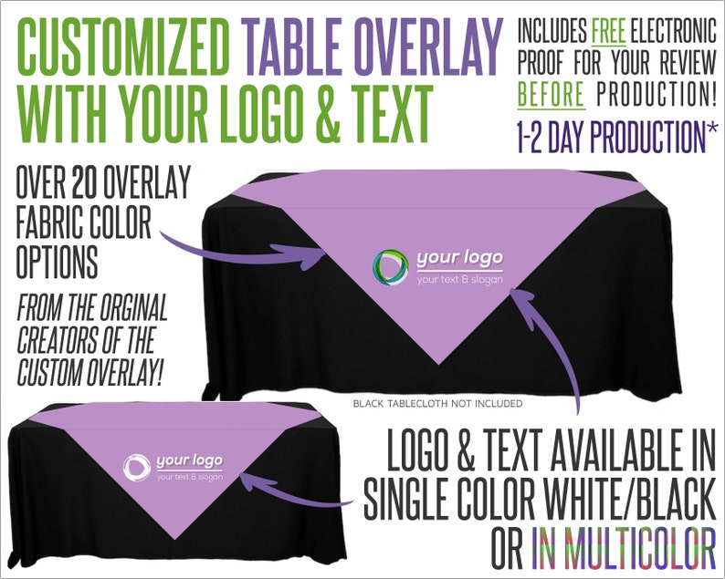Your Logo Table Overlay With Logo and Fabric Color Options - Etsy