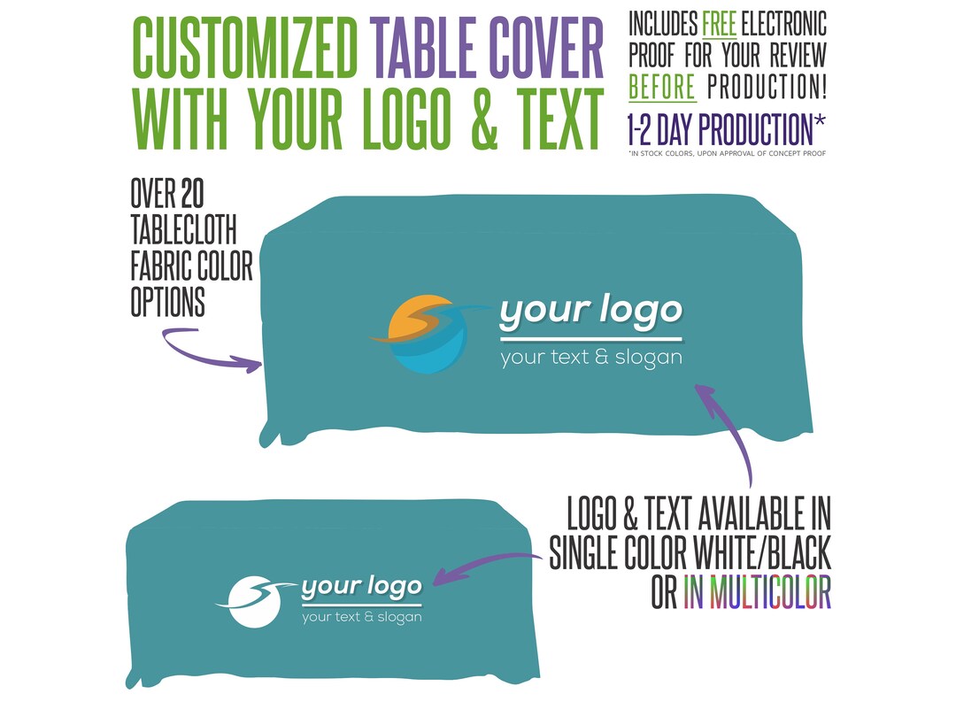Your Logo Custom Table Cover With Logo and Fabric Color Options - Etsy