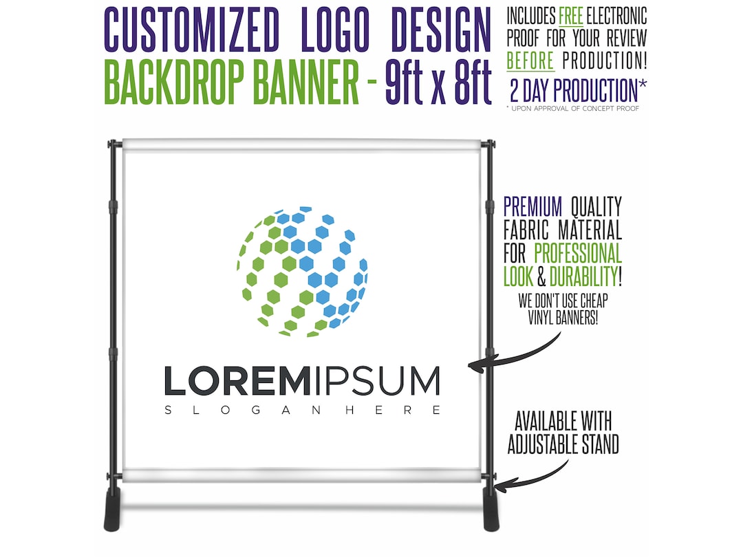 Full Color Custom Logo Banner With Optional Stand - 9ft X 8ft - Etsy
