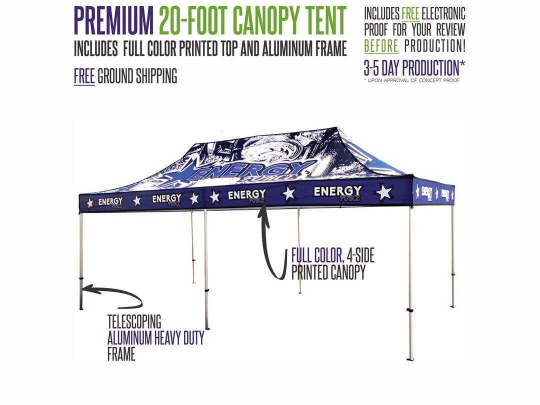 PREMIUM Full Color 20-foot Canopy Tent With Aluminum Frame - Free ...