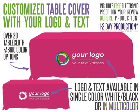 Your Logo Custom Table Cover With Logo and Fabric Color - Etsy